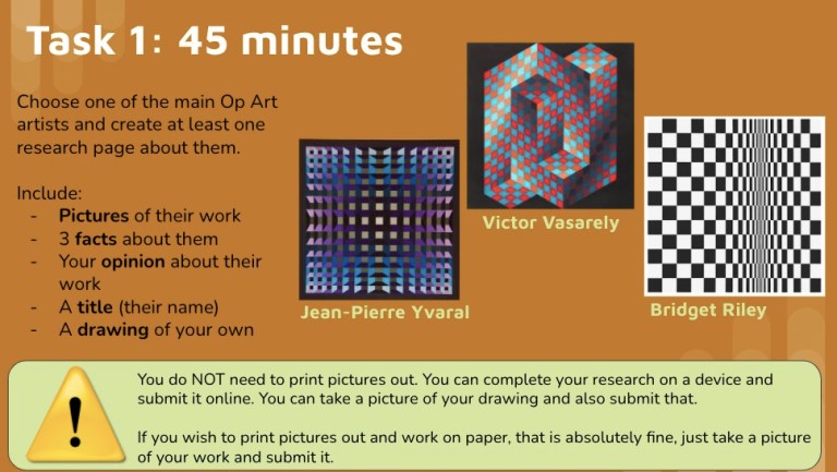KS3 Art – Op Art Home Learning Project – The Art Teacher