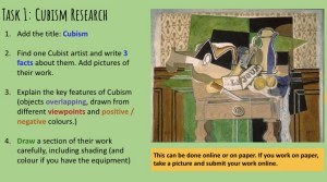 KS3 Art – Cubism Home Learning Project – The Art Teacher
