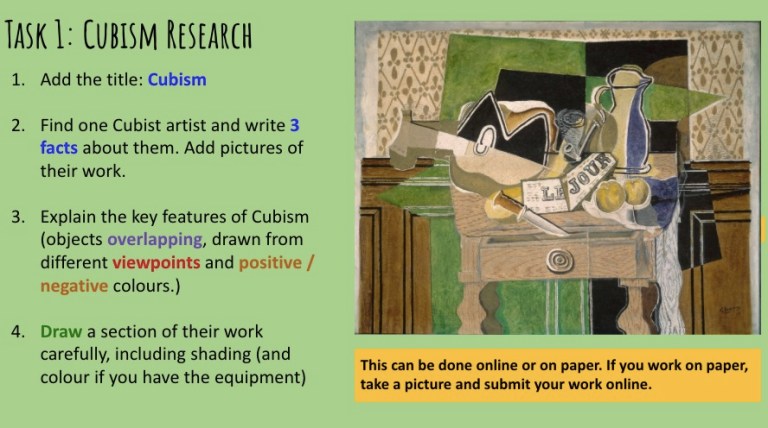 KS3 Art – Cubism Home Learning Project – The Art Teacher
